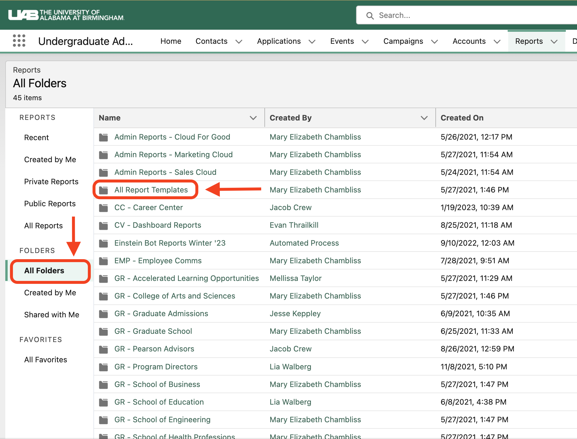 Report Types and Templates | UAB Marketing & Communications Help Center